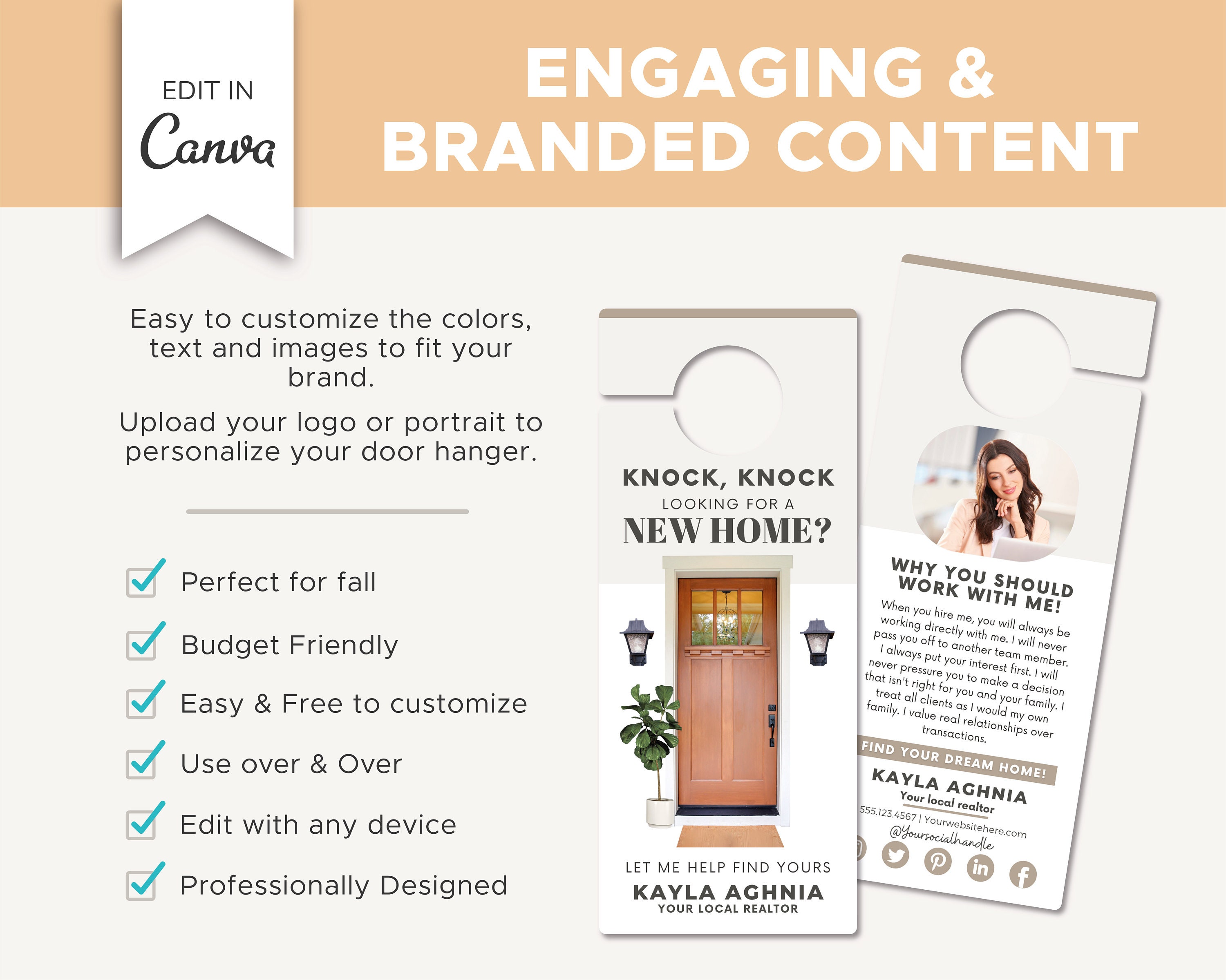 Real Estate Door Hanger Template Vol 1 | Realtor Door Knocking | Real ...