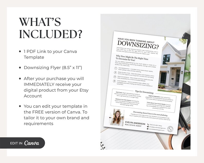 Downsizing Real Estate Marketing Flyer: Home Selling Flyer Canva ...