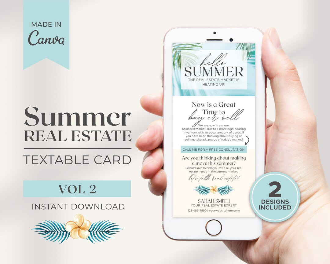 Realtor Digital Summer Textable Card | Real Estate Marketing | Realtor ...