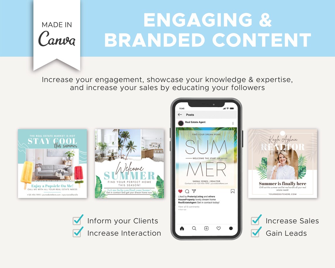 20 Summer Realtor Instagram Posts | Real Estate Social Media Templates ...