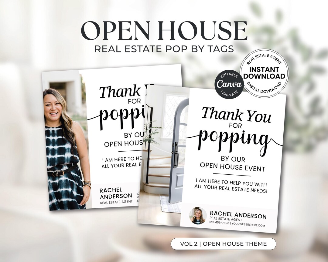 Open House Pop by Tags | Real Estate Thank You Referral | Real Estate ...