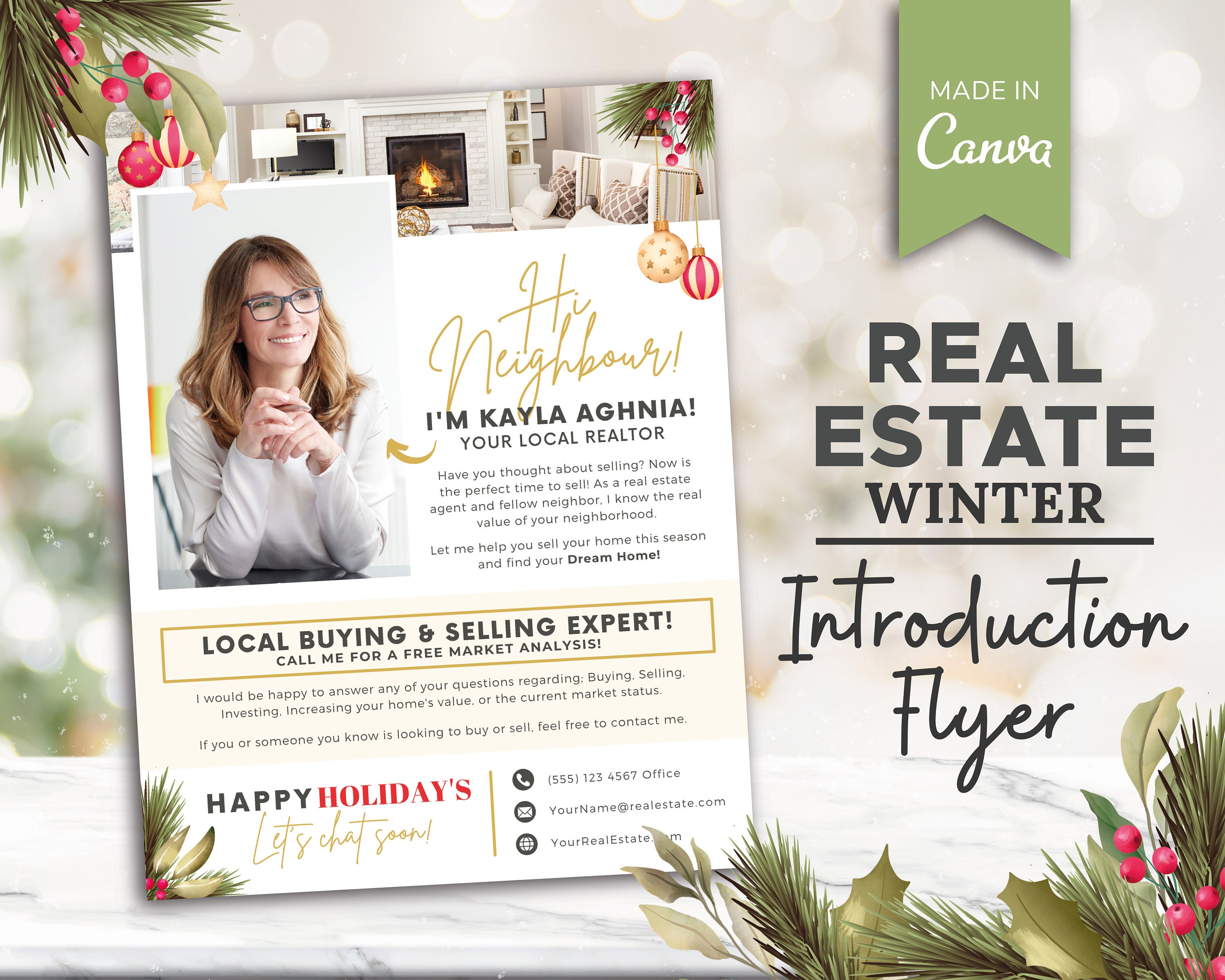Christmas Real Estate Flyer Realtor Hello Neighbor Letter - Etsy