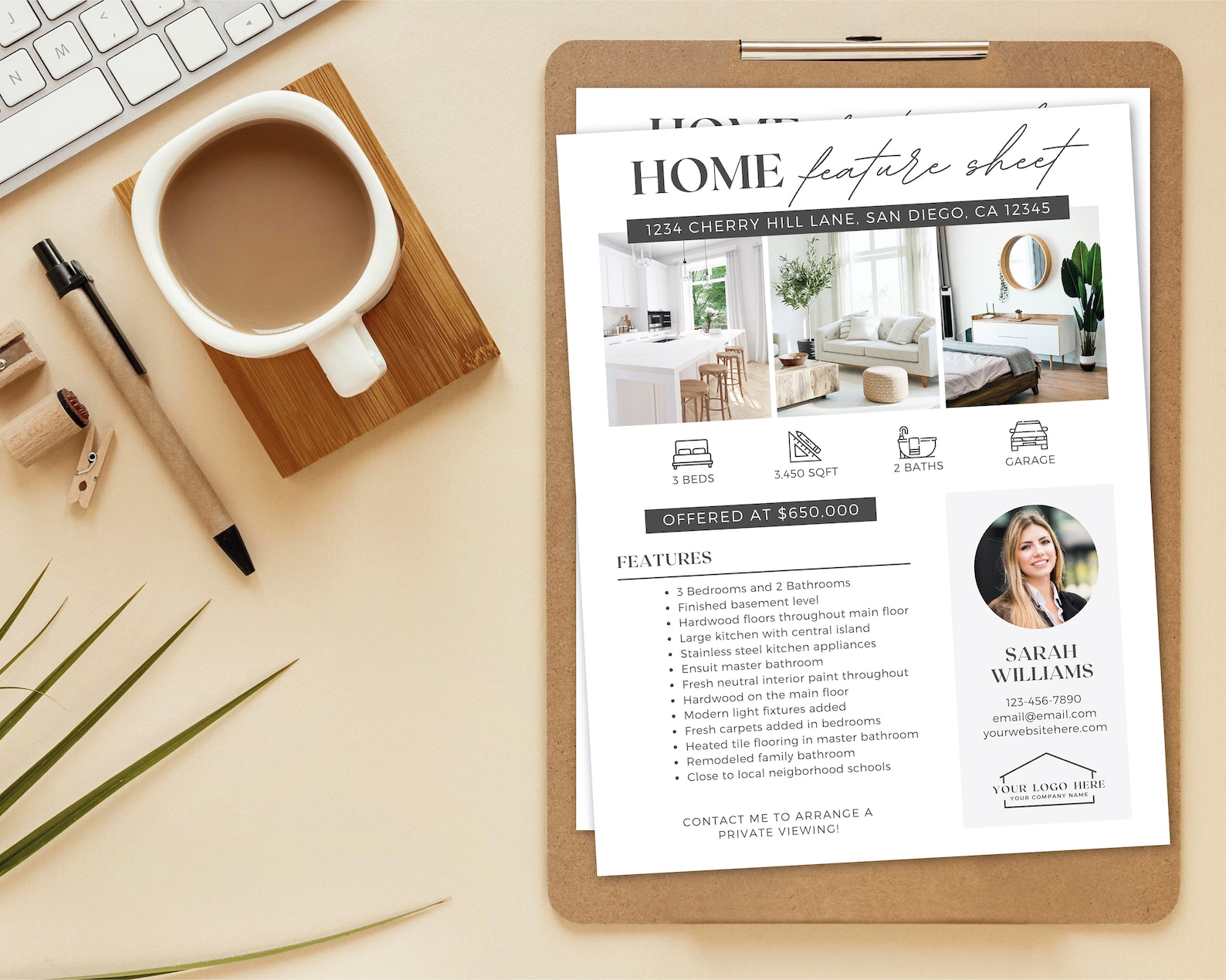 Real Estate Home Feature Sheet Realtor Flyer Template Real Estate ...
