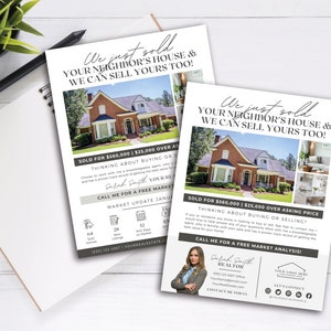 Real Estate Sold Neighbor's House Flyer | Just Sold Letter | Real ...