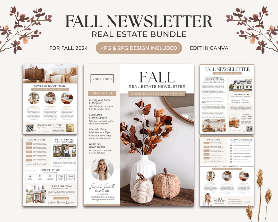 Real Estate Fall Newsletter Bundle | Real Estate Fall Marketing | Real ...