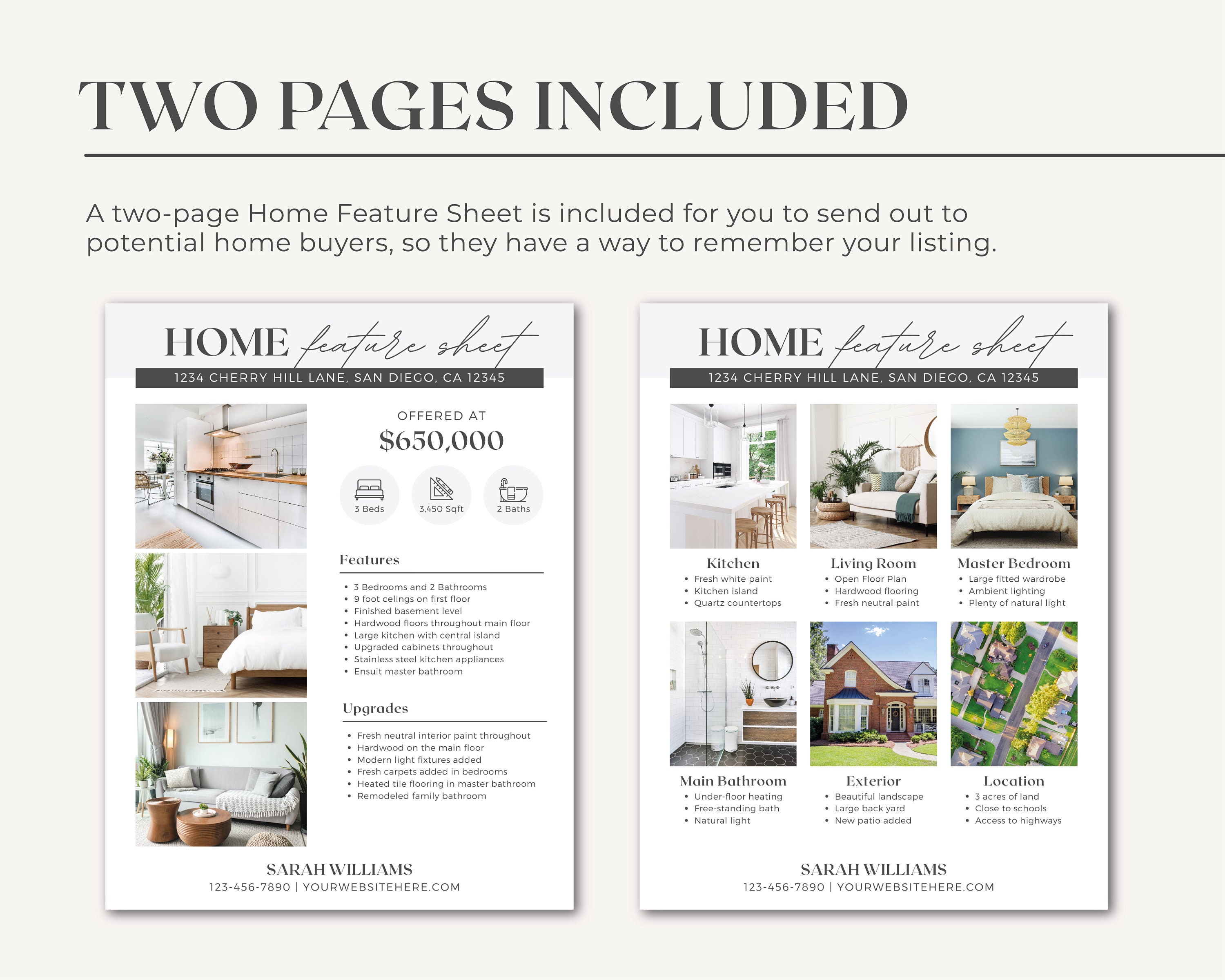 Real Estate Home Feature Sheet Flyer Template Real Estate - Etsy