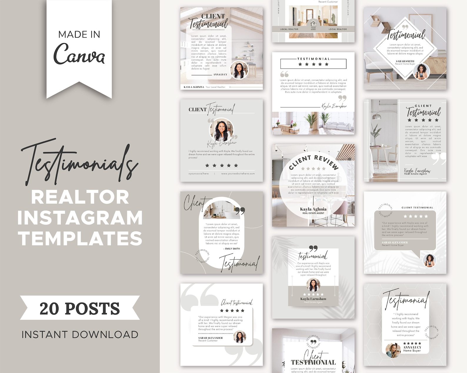 20 Testimonial Realtor Instagram Posts | Real Estate Social Media Post ...