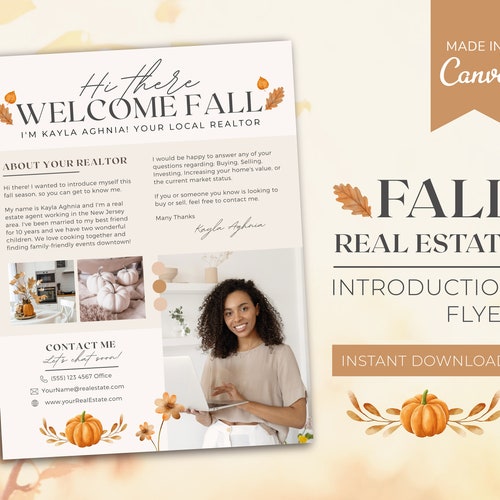 Fall Real Estate Flyer Realtor Hello Neighbor Letter - Etsy