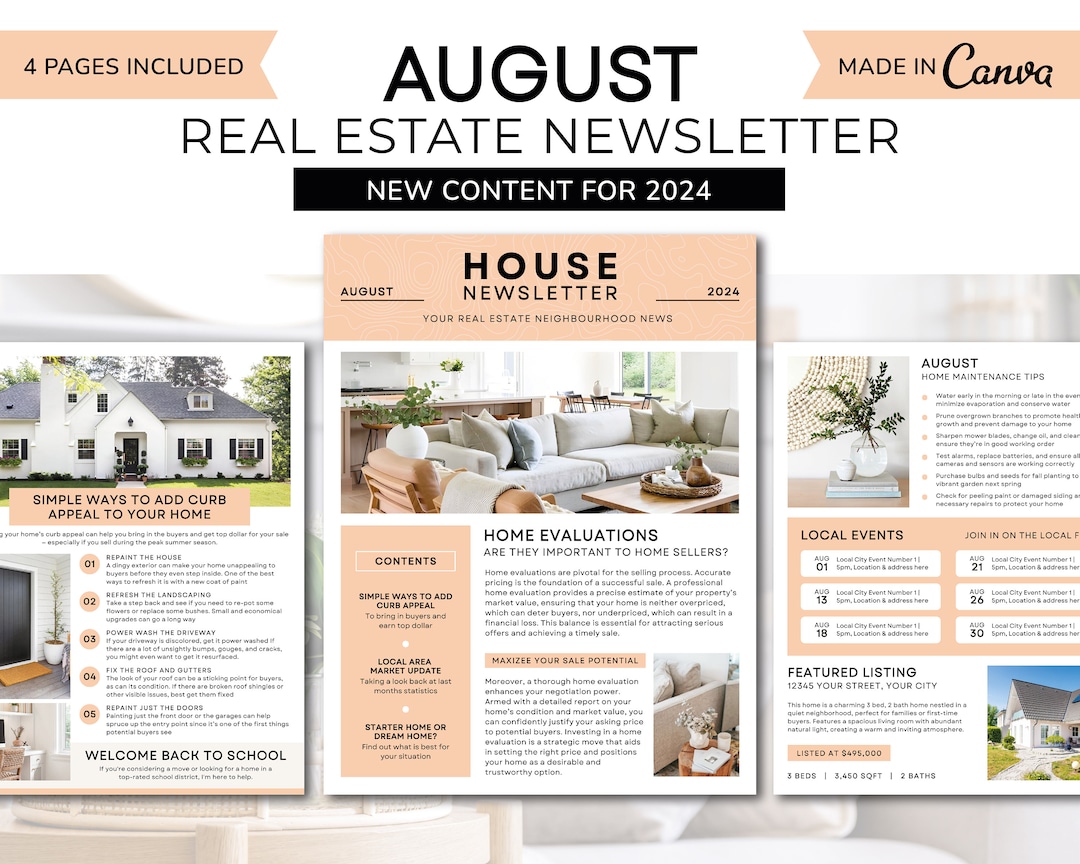 Real Estate August Newsletter | Real Estate Marketing | Realtor ...