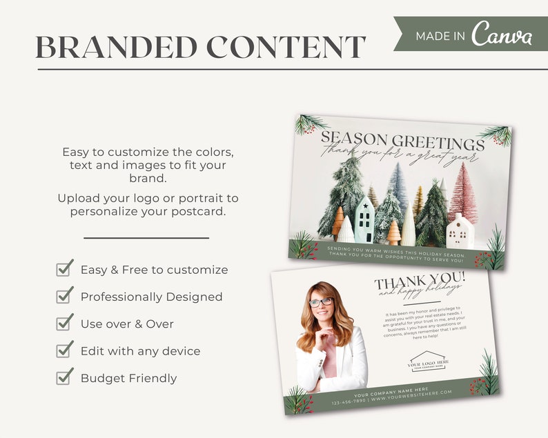 Real Estate Holiday Greeting Postcard | Real Estate Christmas Card ...