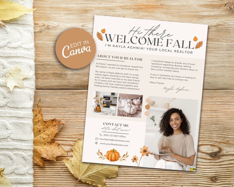 Fall Real Estate Flyer | Realtor Hello Neighbor Letter | Realtor ...