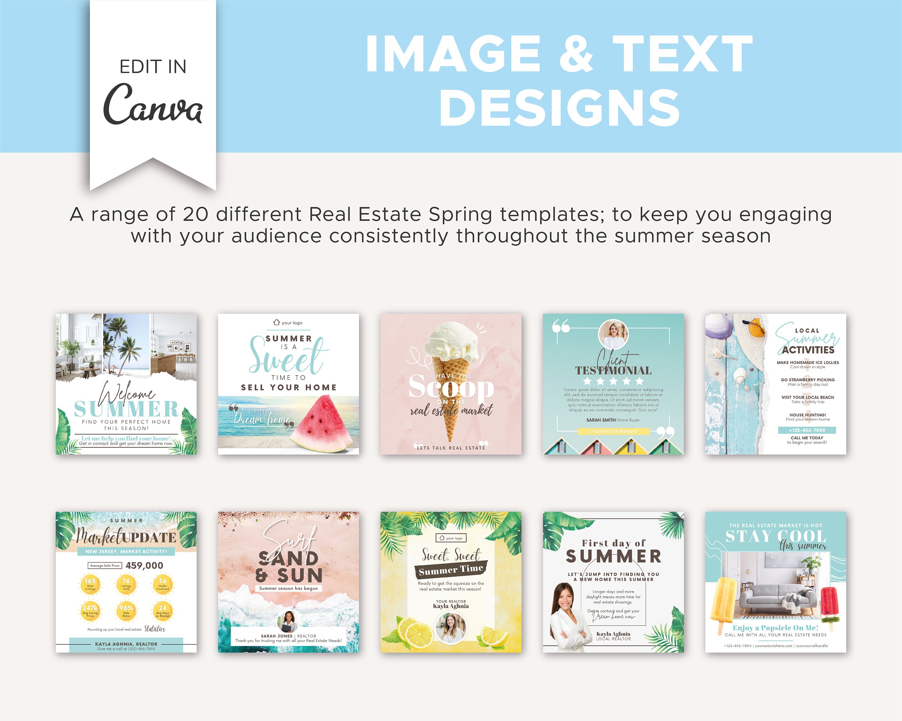 20 Summer Realtor Instagram Posts Real Estate Social Media - Etsy