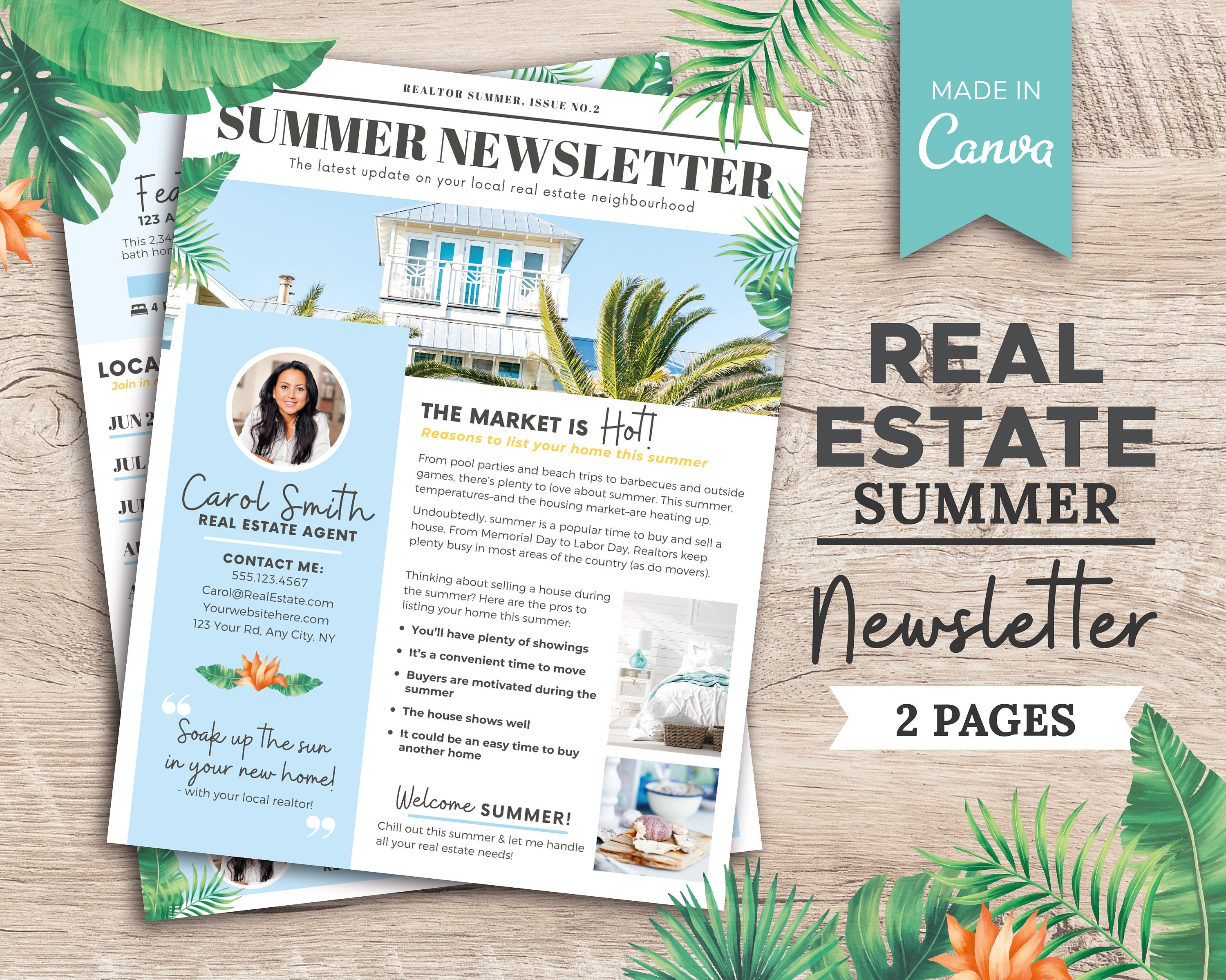 Real Estate Summer Newsletter Real Estate Marketing - Etsy