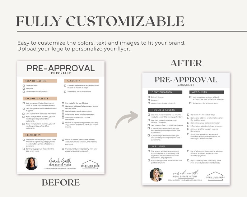 Real Estate Pre-approval Checklist | Mortgage Loan Checklist | Real ...