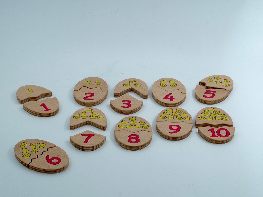 Montessori Math Numbers - Wooden Egg Puzzle Pieces -early Learning ...