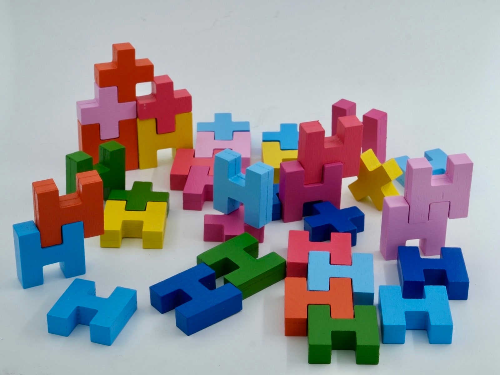 Colourful Wooden X-blocks | Handmade | Rainbow Blocks | Montessori | - Etsy