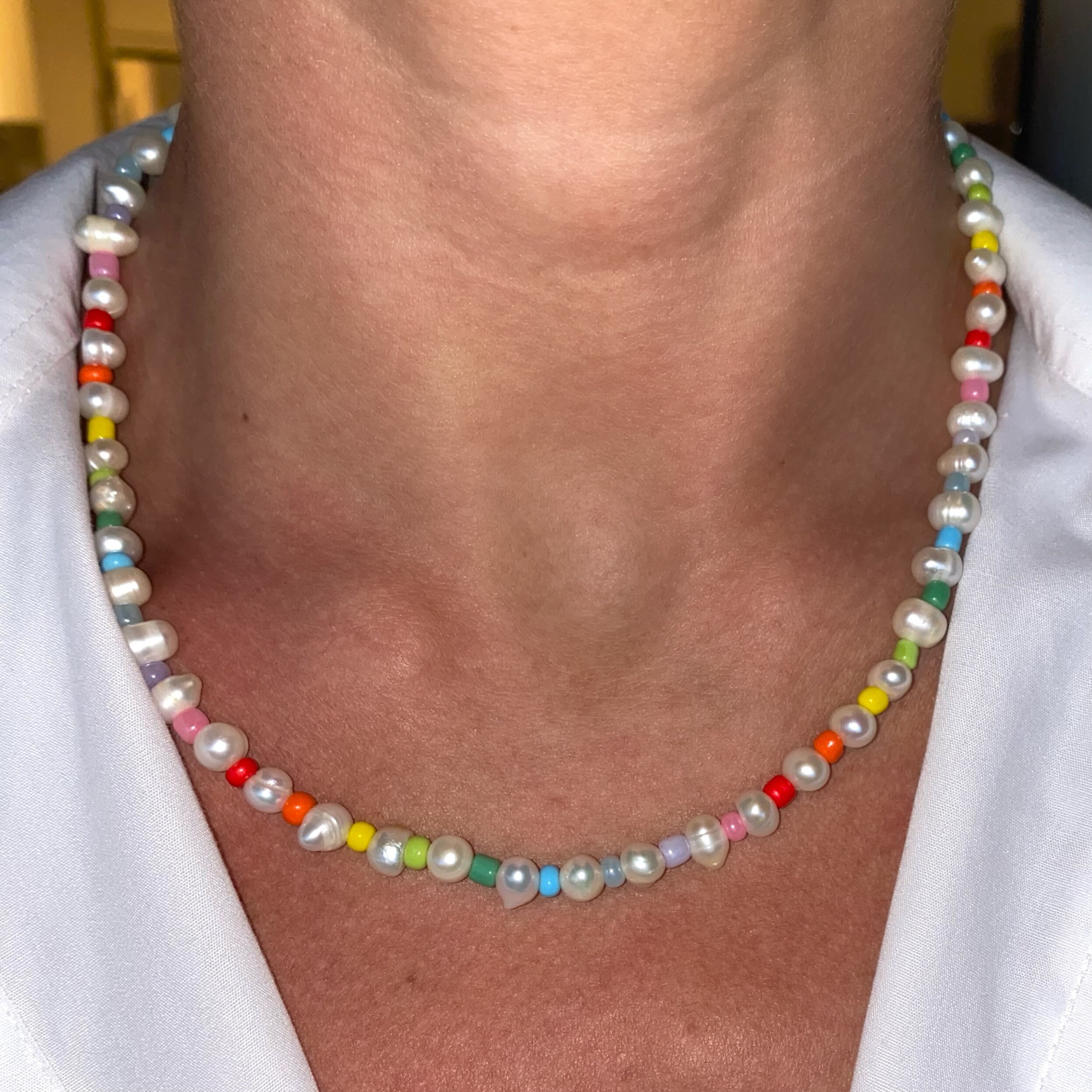 Collar Y2K / Accesorios Gen Z / Perlas de agua dulce / Cuentas arco ...