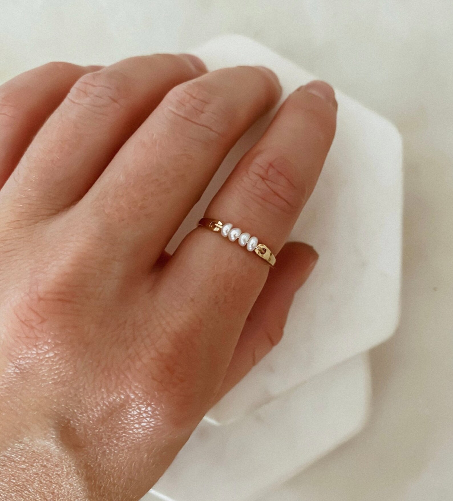 Dainty Pearls Purity Ring | Etsy