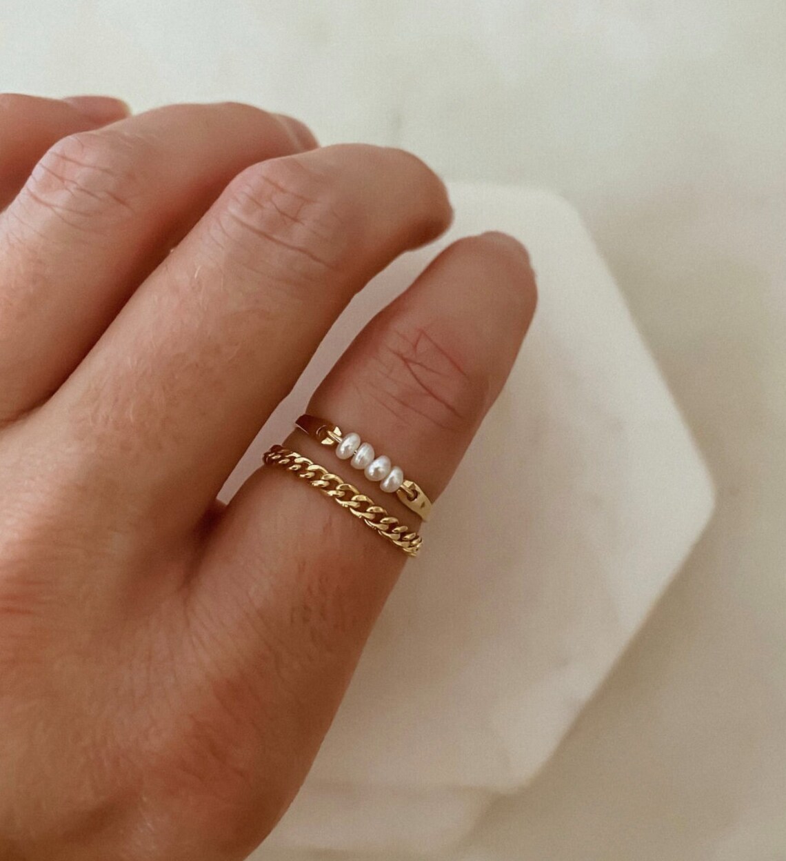 Dainty Pearls Purity Ring | Etsy