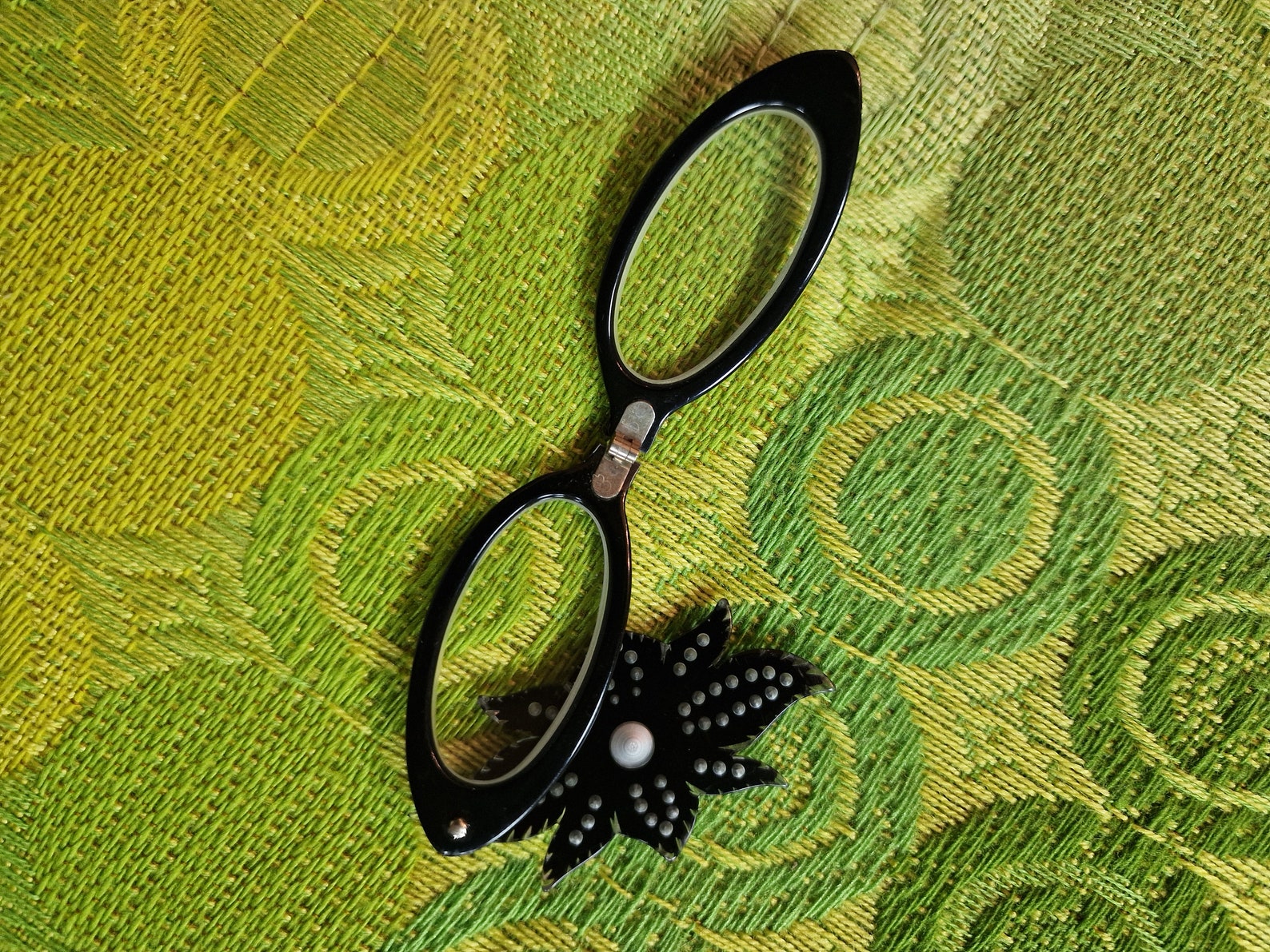 Vintage 1950s Lorgnette With Rhinestone Frame. Folding Reading Glasses ...