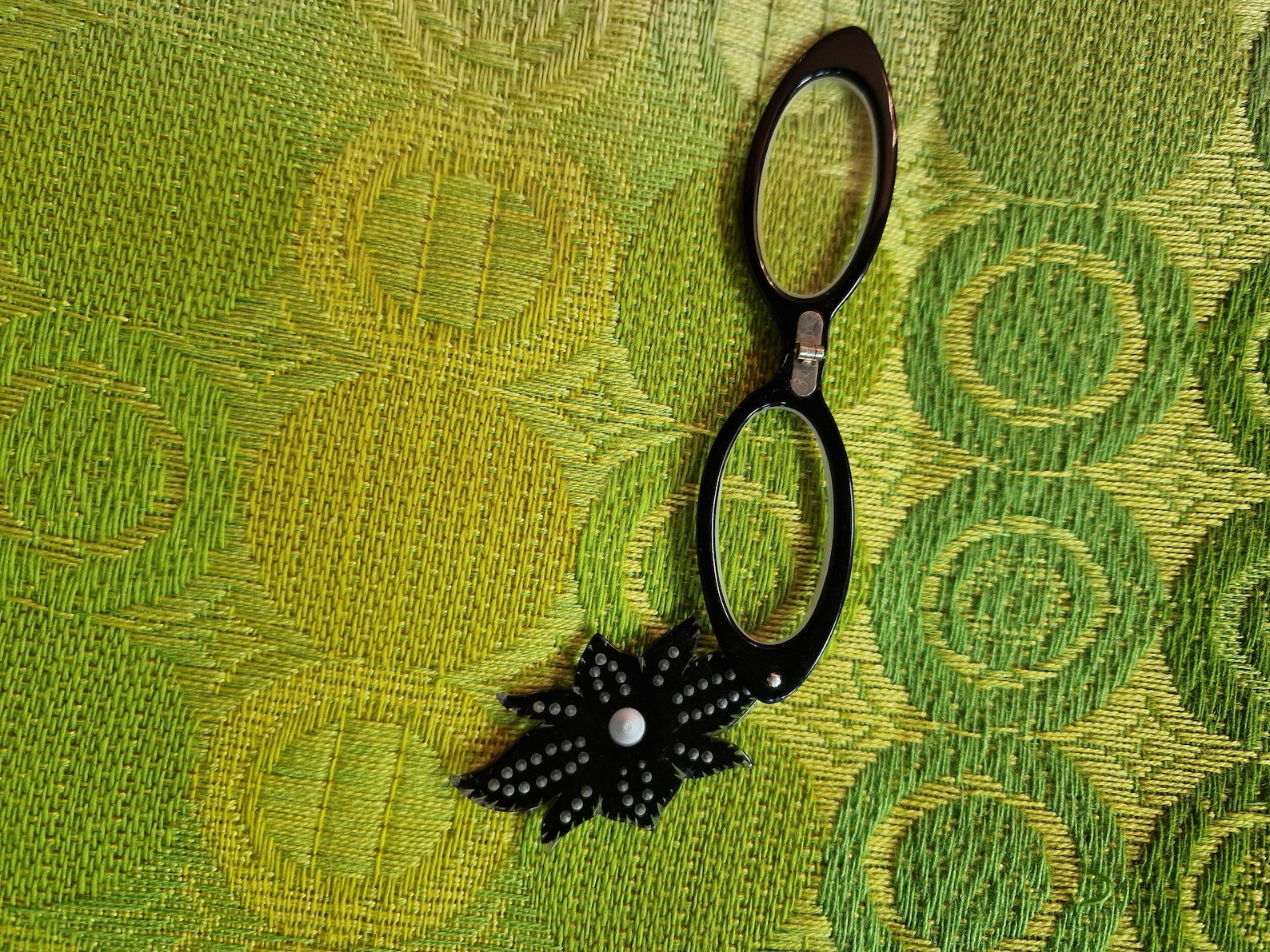 Vintage 1950s Lorgnette With Rhinestone Frame. Folding Reading Glasses ...