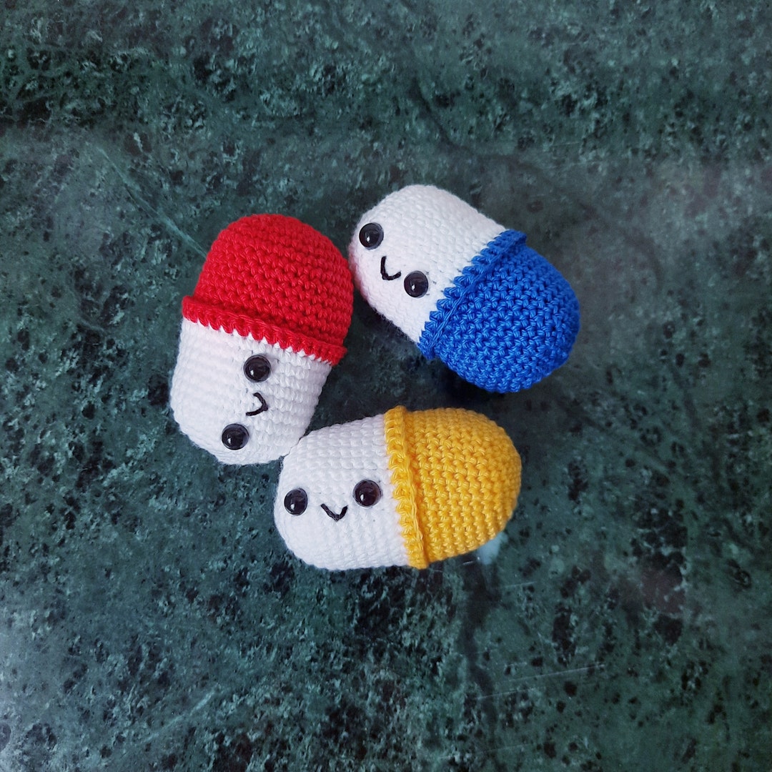 Amigurumi Chill Pill Stress Toy Crocheted Handmade Different Colors - Etsy