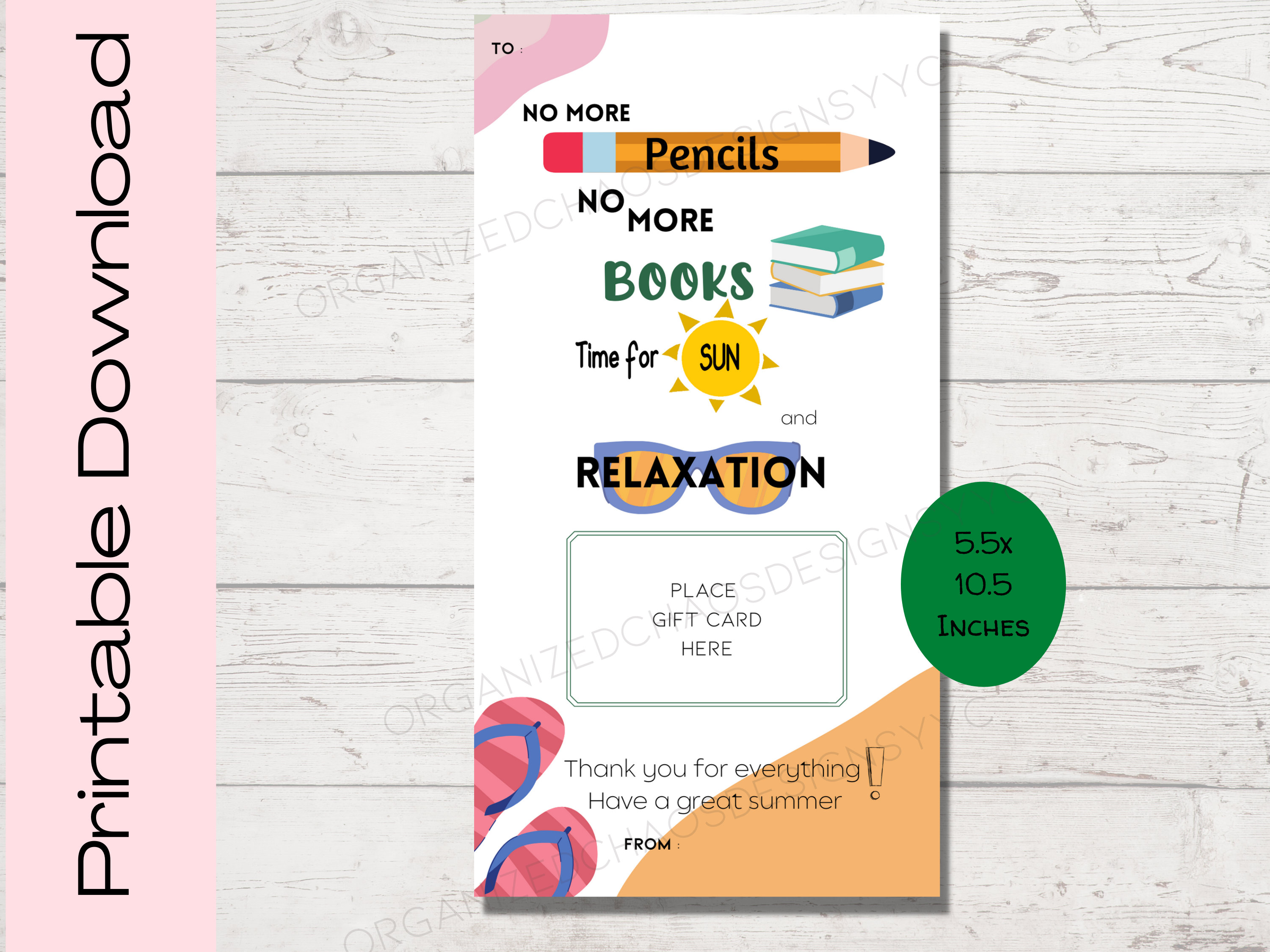 Teacher Appreciation Printable Gift Card Holder End of the Year Teacher ...