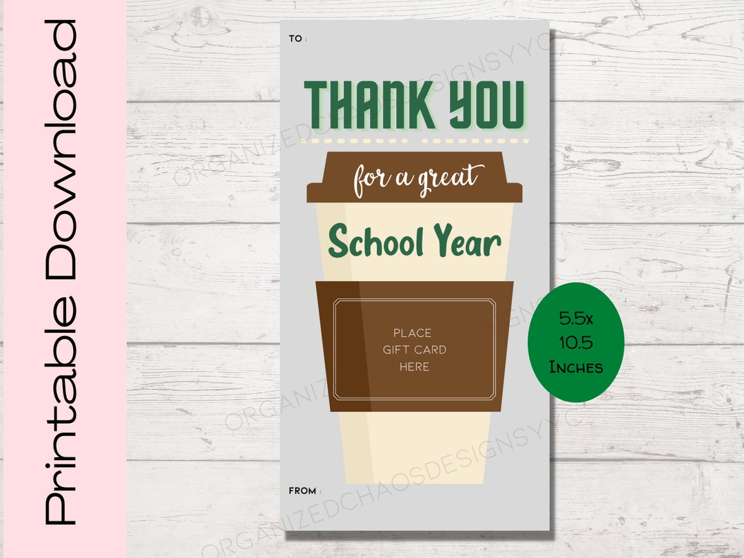 Teacher Appreciation Printable Gift Card Holder End of the Year Teacher ...