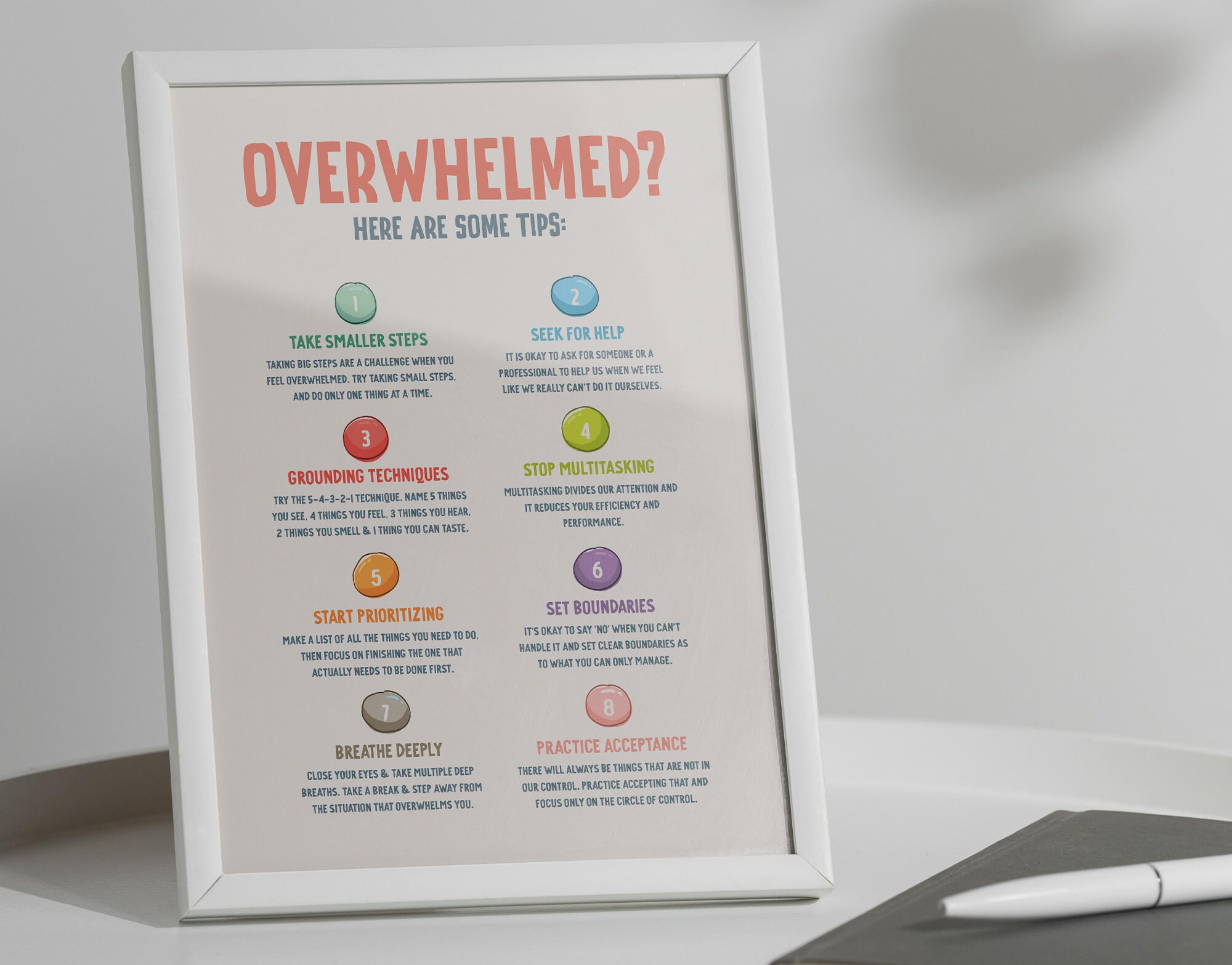Overwhelmed Tips Printable Poster Therapy Office Decor | Etsy