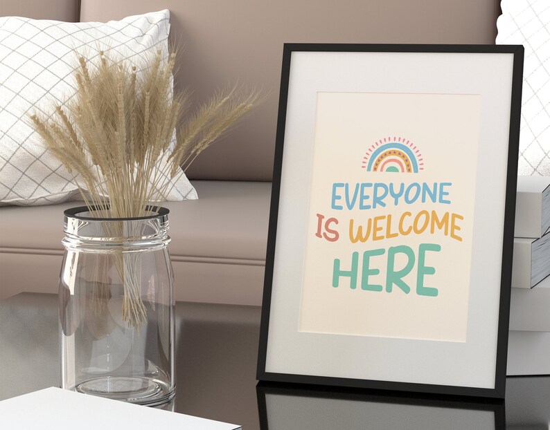 Everyone is Welcome Here Printable Poster Therapy - Etsy
