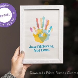 Just Different Not Less, Autism Awareness Poster, Neurodiversity Poster ...