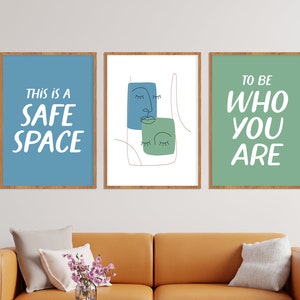 Counseling Office Decor, Printable Wall Art, Safe Space, Set of 3 ...