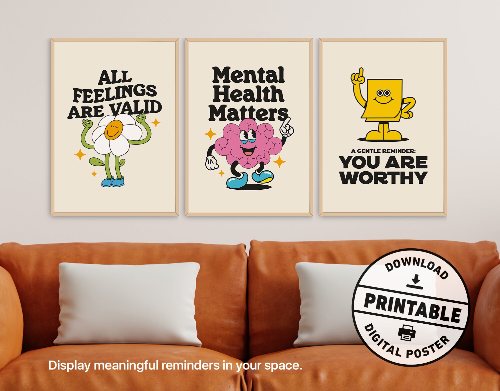 Retro Mental Health Posters, Set of 20 Trendy Prints (digital Download ...