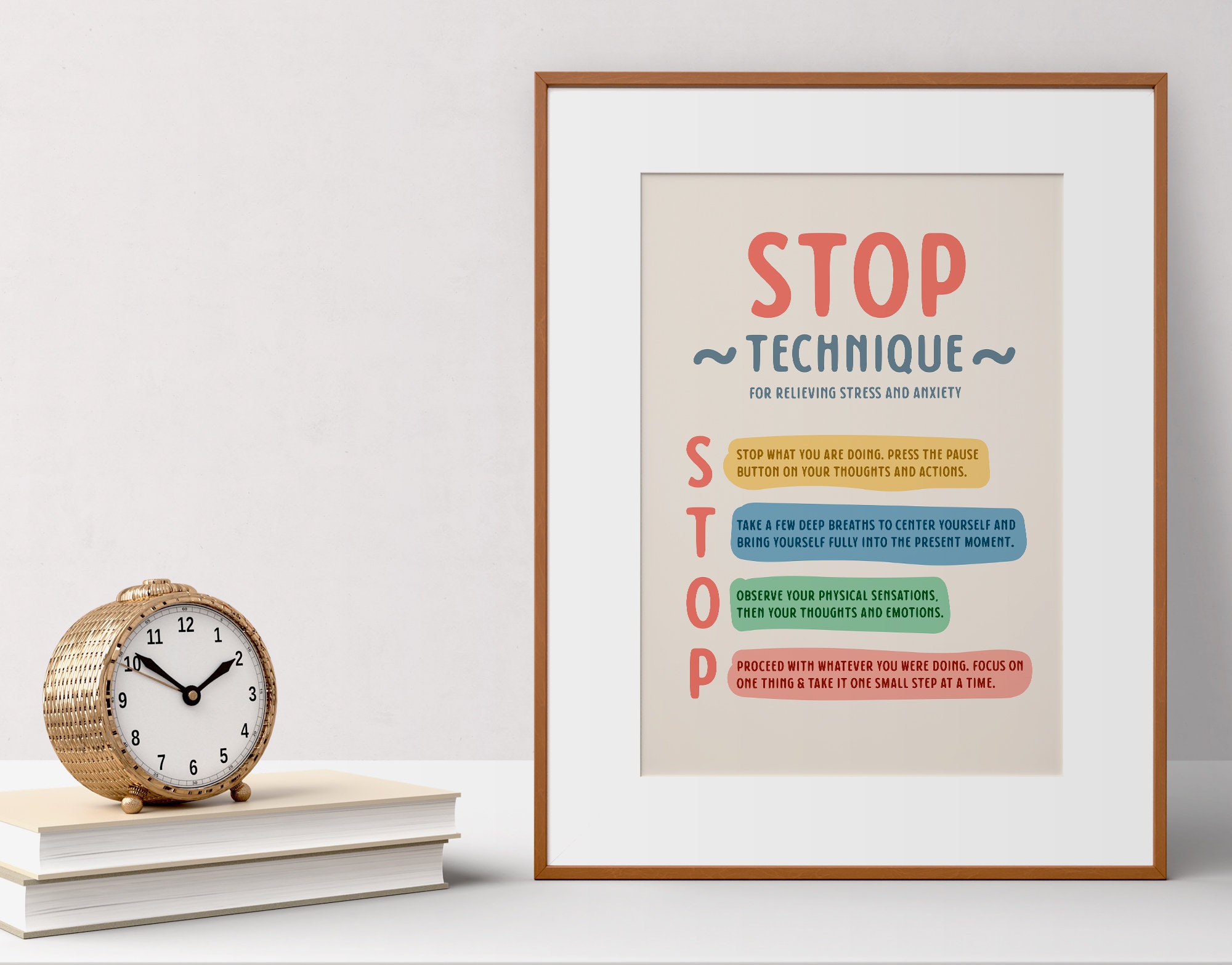Therapy Office Decor STOP Technique Printable Poster Stress | Etsy