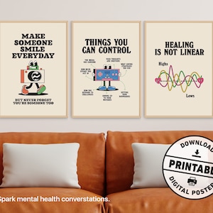 Retro Mental Health Posters, Set of 20 Prints, Therapy, Counseling ...