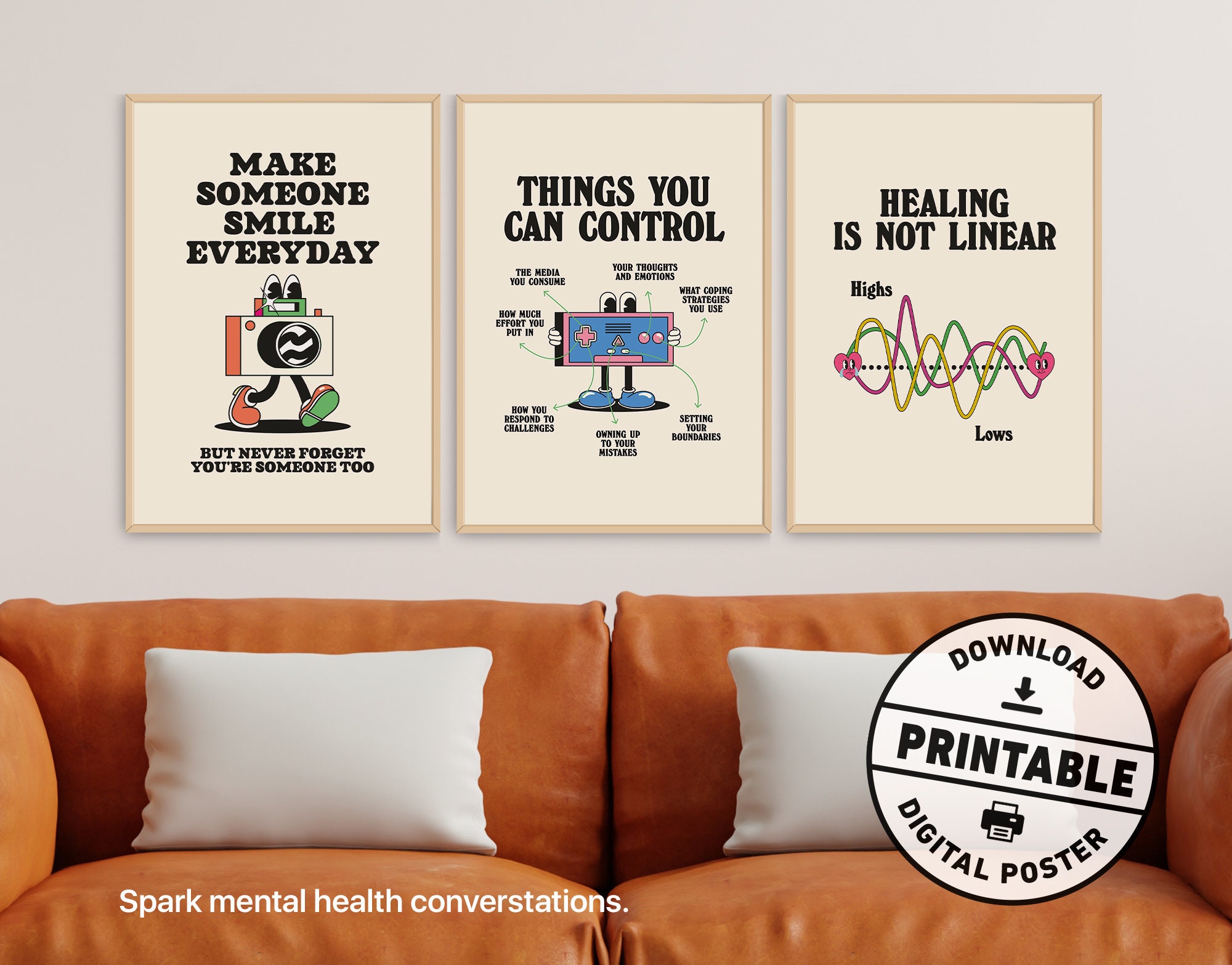 Retro Mental Health Posters Set of 20 Prints Therapy - Etsy Canada