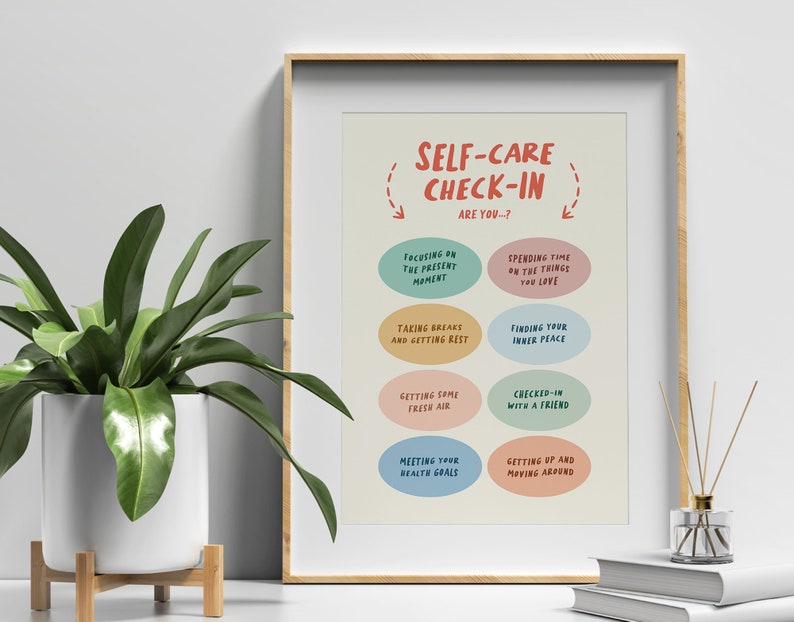 Self-care Check-in Printable Wall Art Self Love Club Mental - Etsy