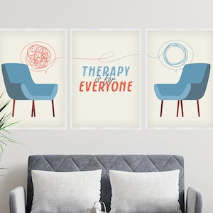 Therapy Office Decor, Printable Poster, Therapy is for Everyone, Set of ...