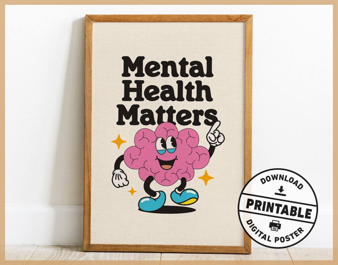 Mental Health Matters, Retro Poster, Mental Health Office Decor ...