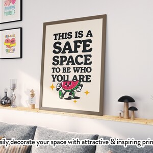 This is A Safe Space, Counseling Office Decor, Mental Health Retro ...