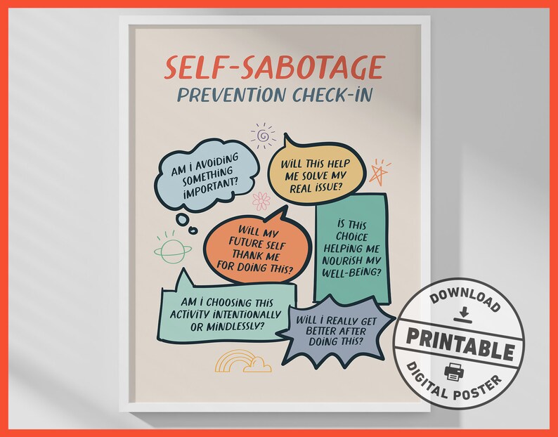 Self-sabotage Prevention Check-in Printable Digital Poster - Etsy