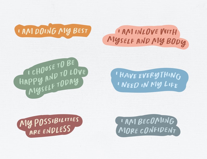 Positive Affirmations Printable Sticker Pack Self-love | Etsy