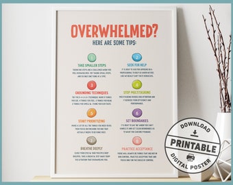 Overwhelmed Tips Printable Poster Therapy Office Decor - Etsy