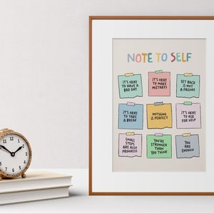 Note to Self, Printable Wall Art, Mental Health Poster, Self Love Club ...