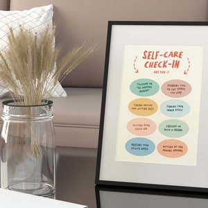 Self-care Check-in, Printable Wall Art, Self Love Club, Mental Health ...