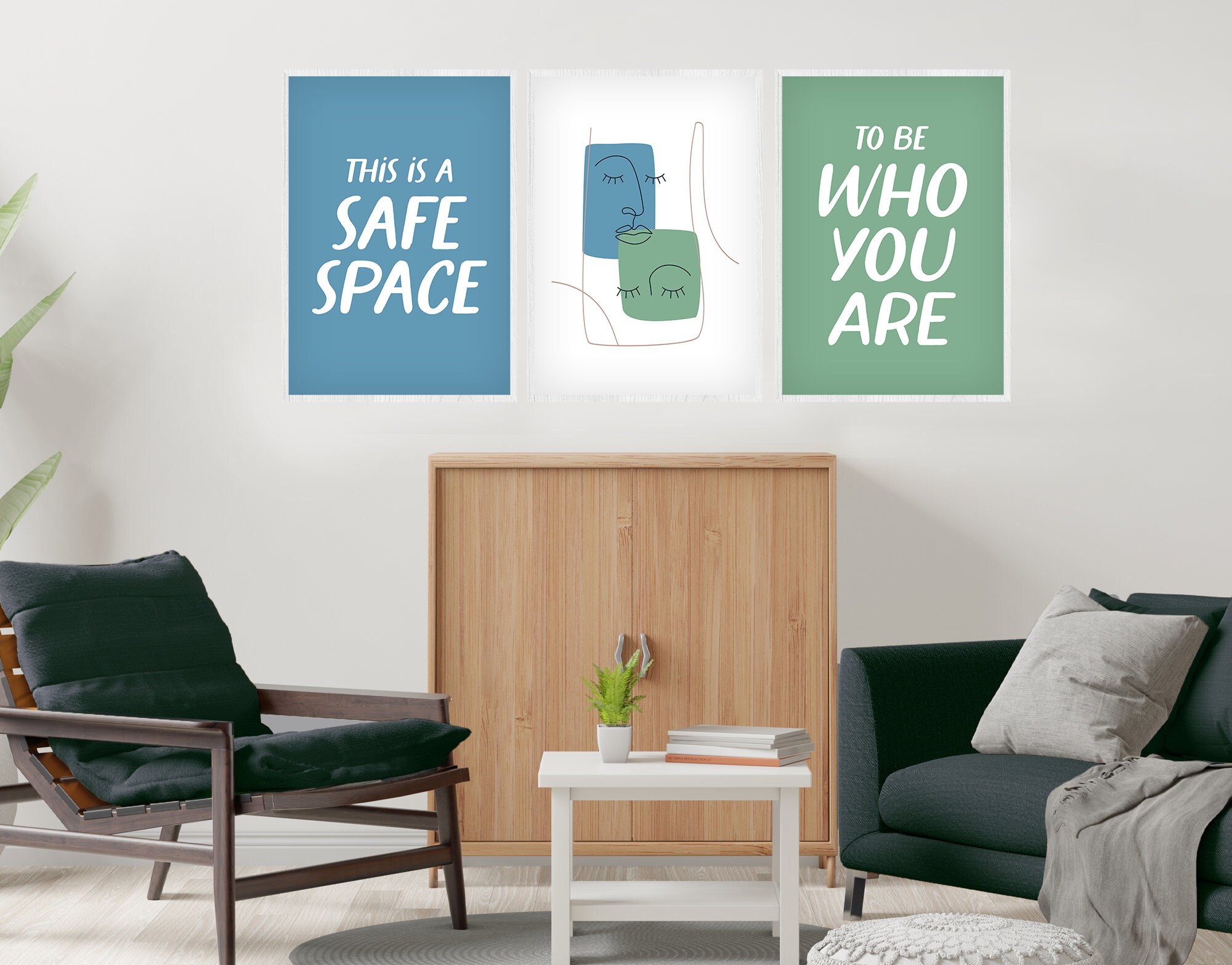 Counseling Office Decor, Printable Wall Art, Safe Space, Set of 3 ...