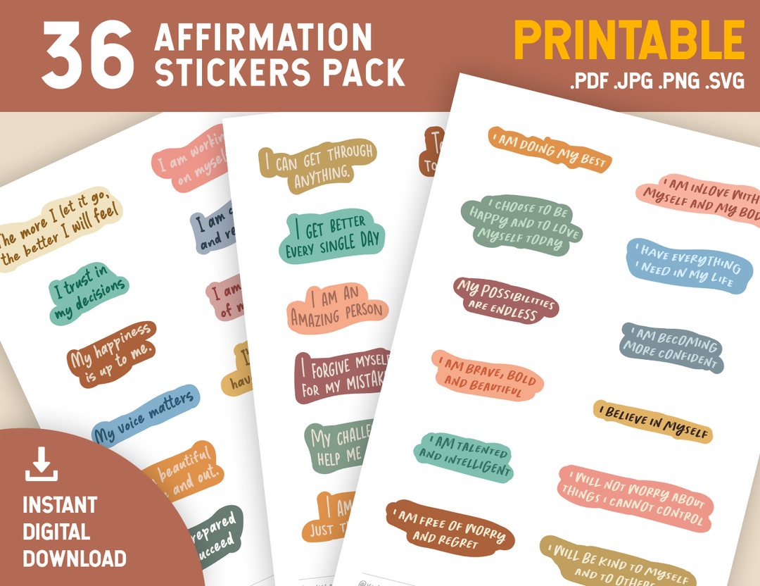 Positive Affirmations Printable Sticker Pack | Self-love, Journal ...