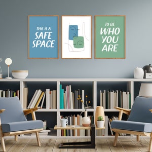 Counseling Office Decor, Printable Wall Art, Safe Space, Set of 3 ...