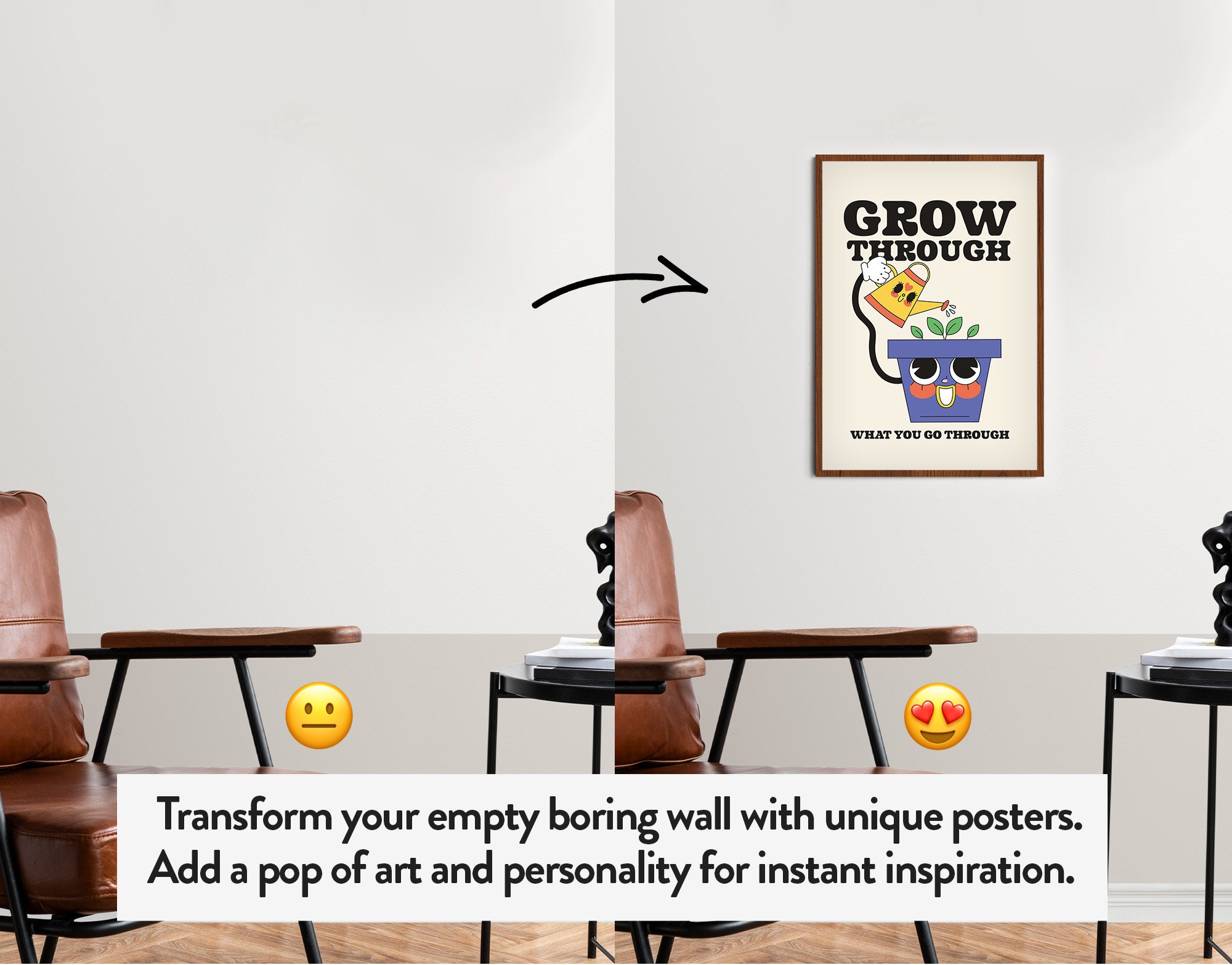 Mental Health Retro Poster Grow Through What You Go Through - Etsy