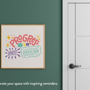 Progress Not Perfection, Digital Print, Mental Health Art, Therapy ...